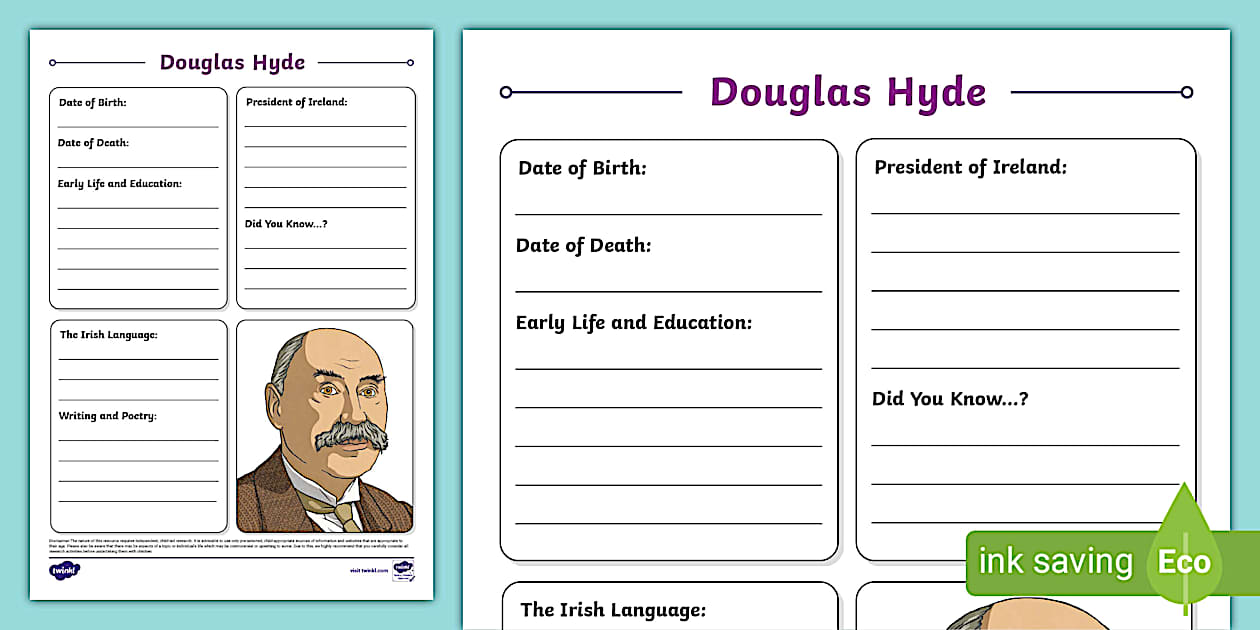 Douglas Hyde Fact File Template (Teacher-Made) - Twinkl