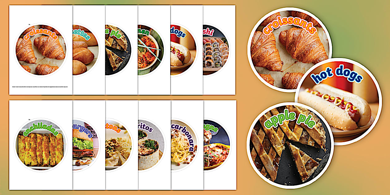 Food from Around the World Circle Display Photo Cut-Outs
