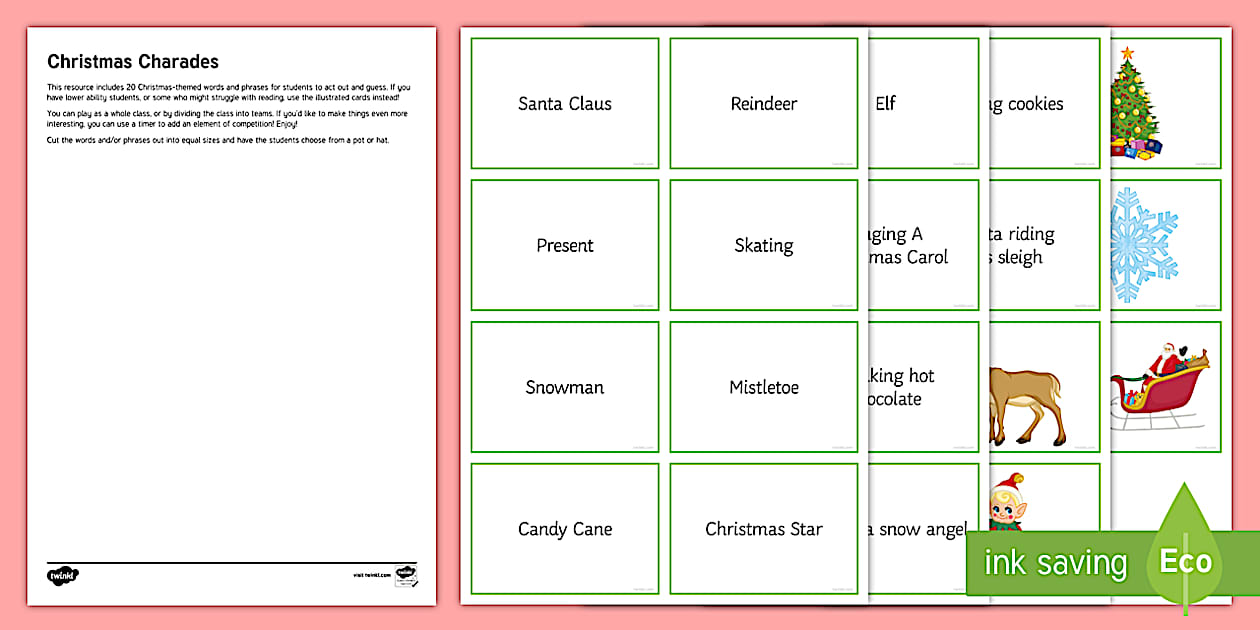 Christmas Charades Game (teacher made) - Twinkl