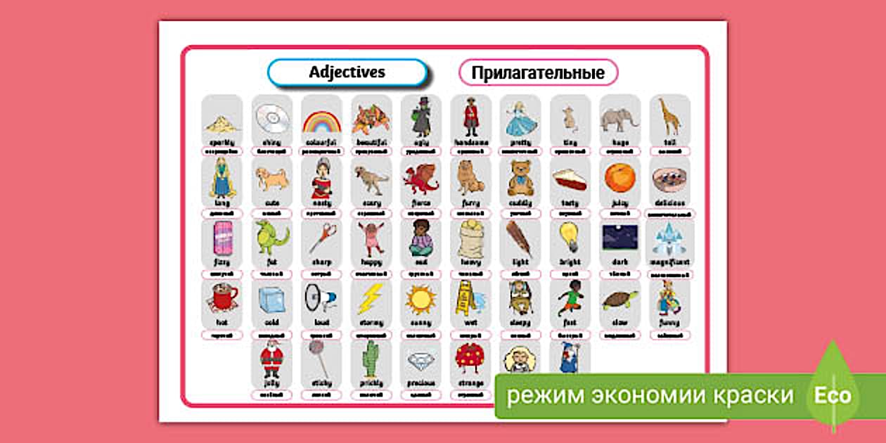 Adjectives Display Poster Russian Translation (teacher made)