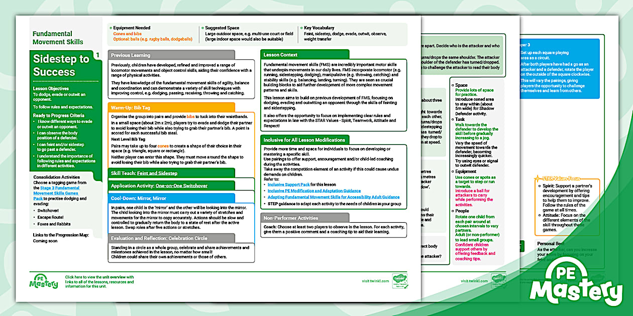 Y4 Fundamental Movement Skills L1 - Sidestep to Success