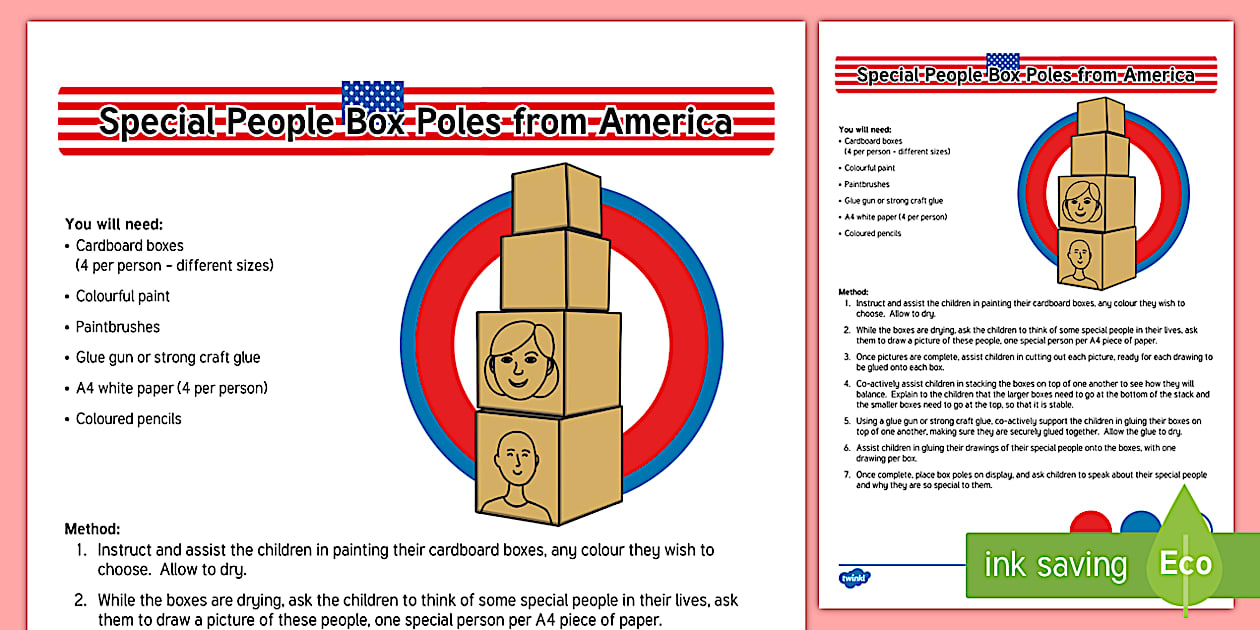 Special People Box Poles from America Activity - Twinkl