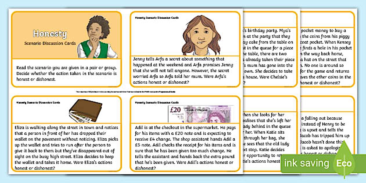 Honesty Scenario Discussion Cards (teacher made) - Twinkl