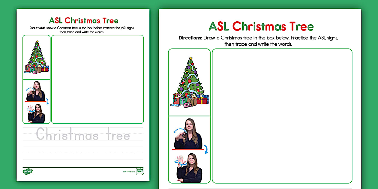 Christmas ASL Drawing Worksheet Sheet for Kids | Twinkl USA