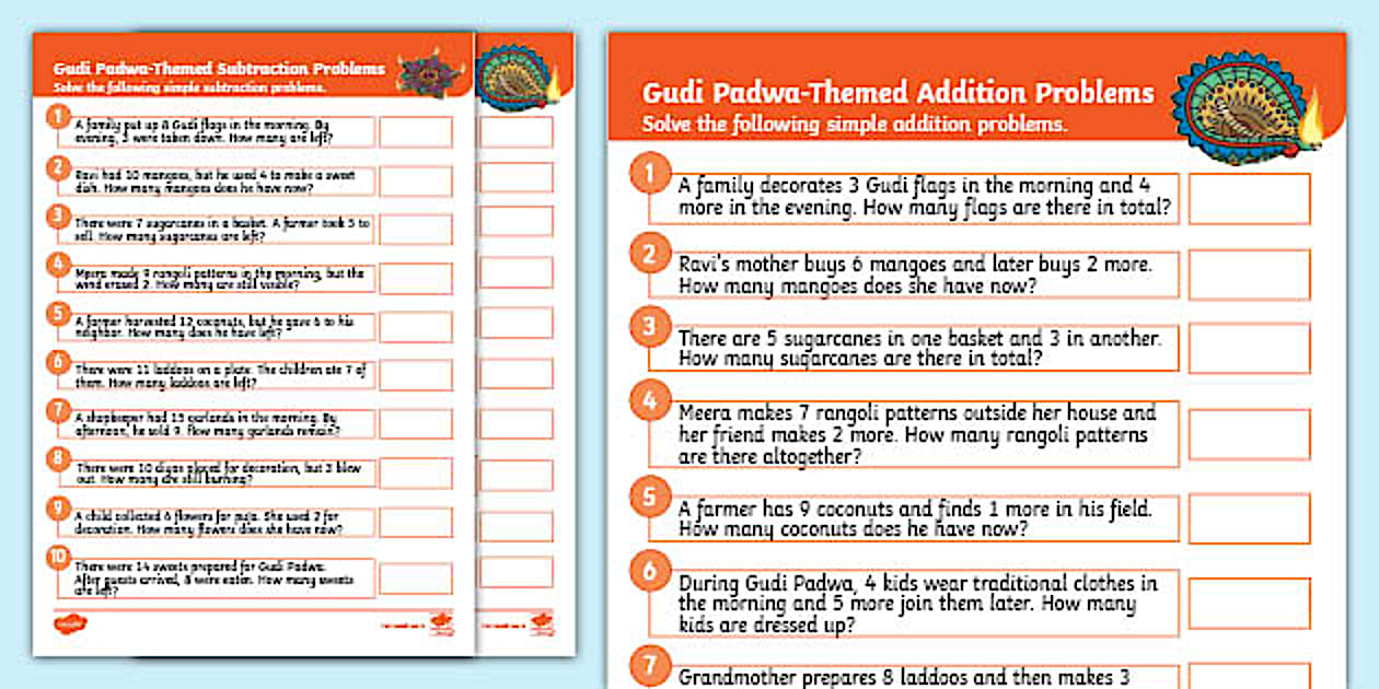 Gudi Padwa Math Activity Worksheet (teacher made) - Twinkl