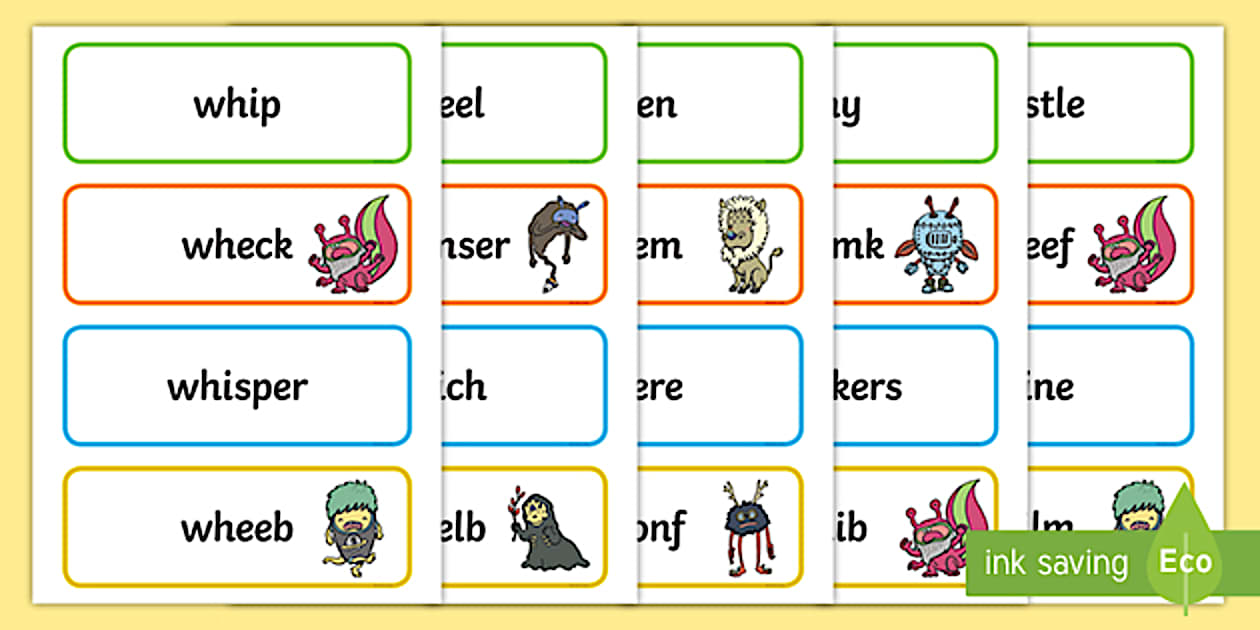 Editable Phase 5 'wh' Flashcards Real and Nonsense Words