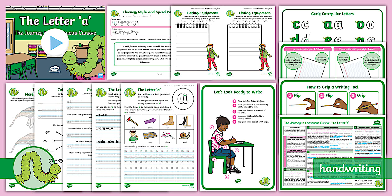 Continuous Cursive Letter 'A' Handwriting Practice - KS1