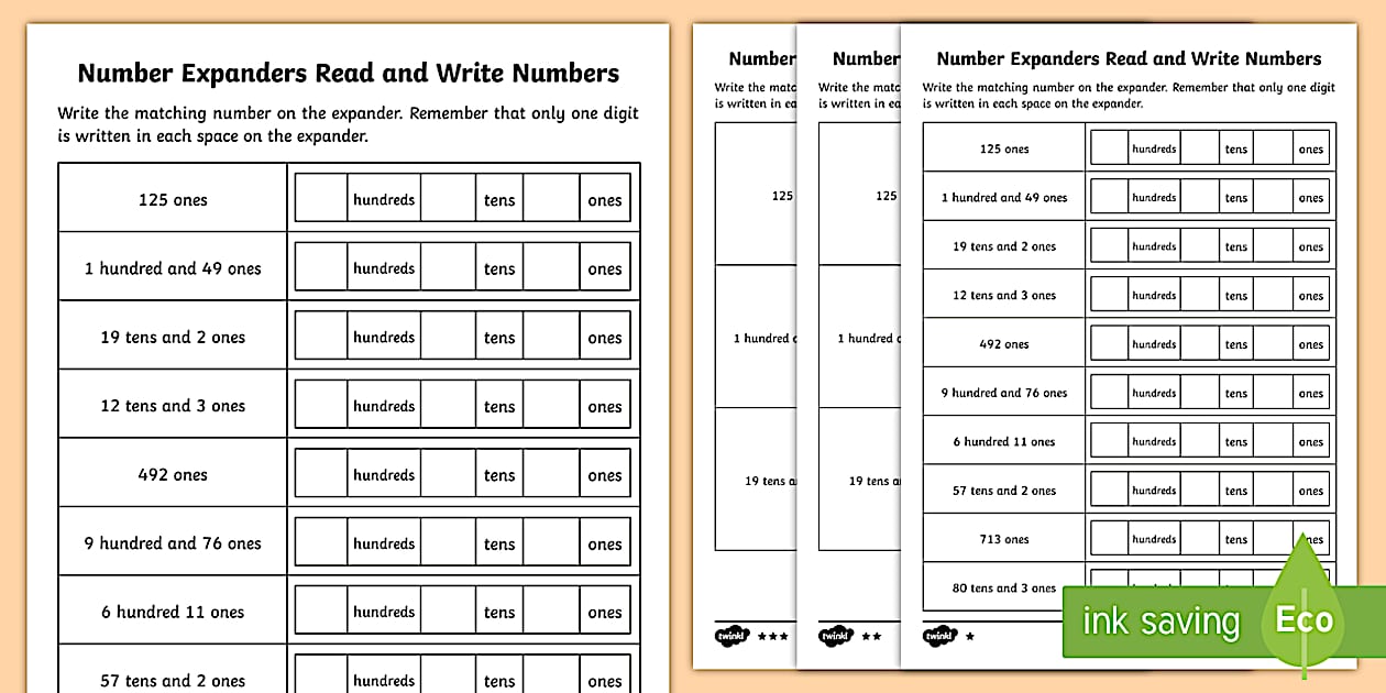 SA Number Expanders and Reading Numbers Differentiated Worksheets