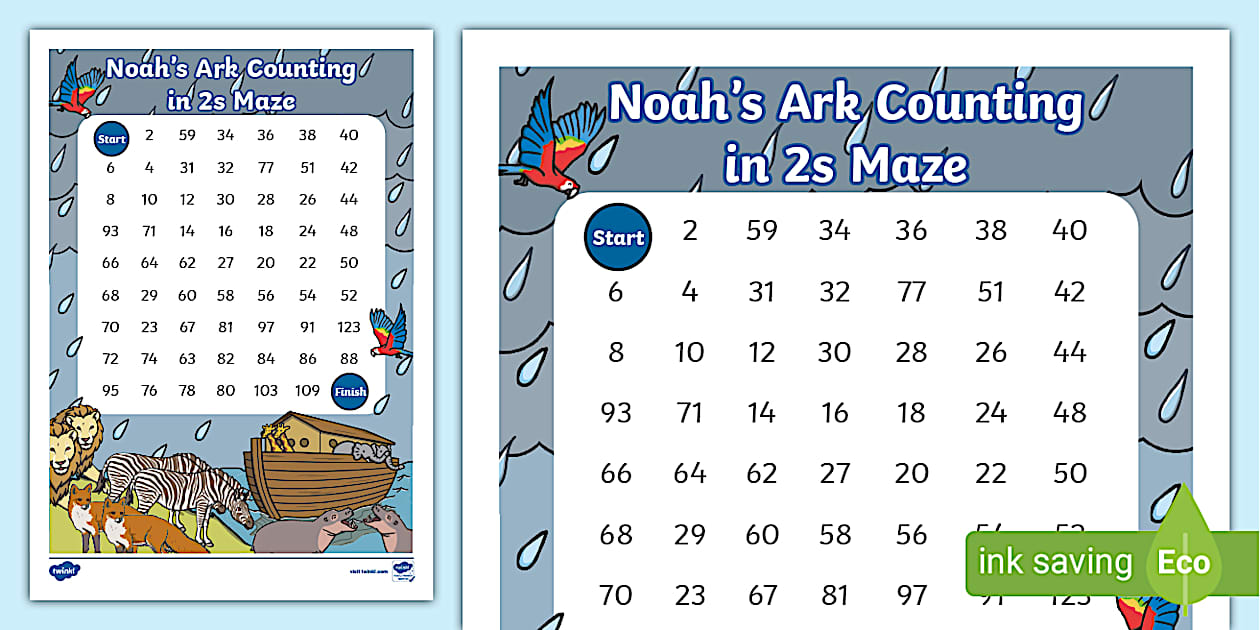 👉 Noah's Ark Counting in 2s Maze (teacher made) - Twinkl