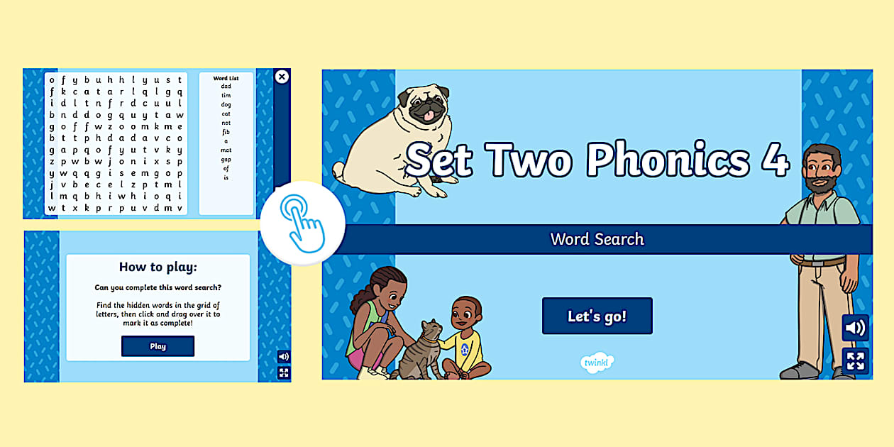 Set 2 Word Search to Support the Teaching of Phonics Plus 4