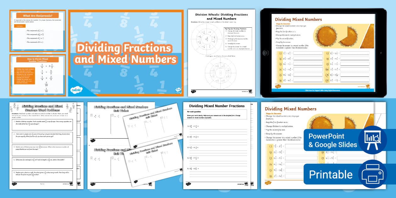 Sixth Grade Dividing Fractions and Mixed Numbers Lesson Pack