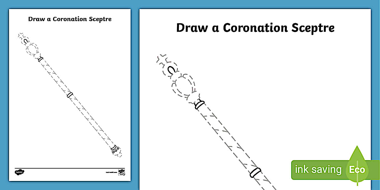 Draw a Coronation Sceptre Pencil Control Activity - Twinkl