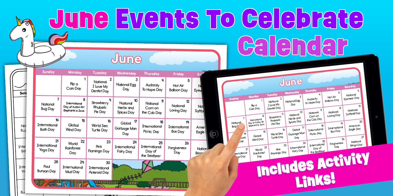 Homeschool June Events Calendar With Fun Activities