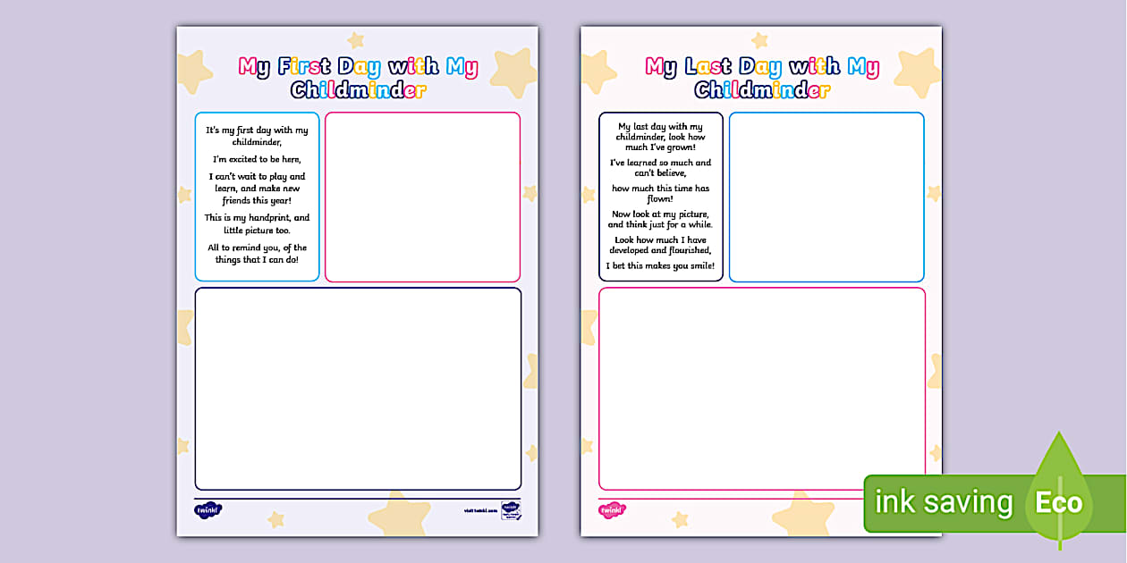 My First and Last Day With My Childminder Handprint Posters