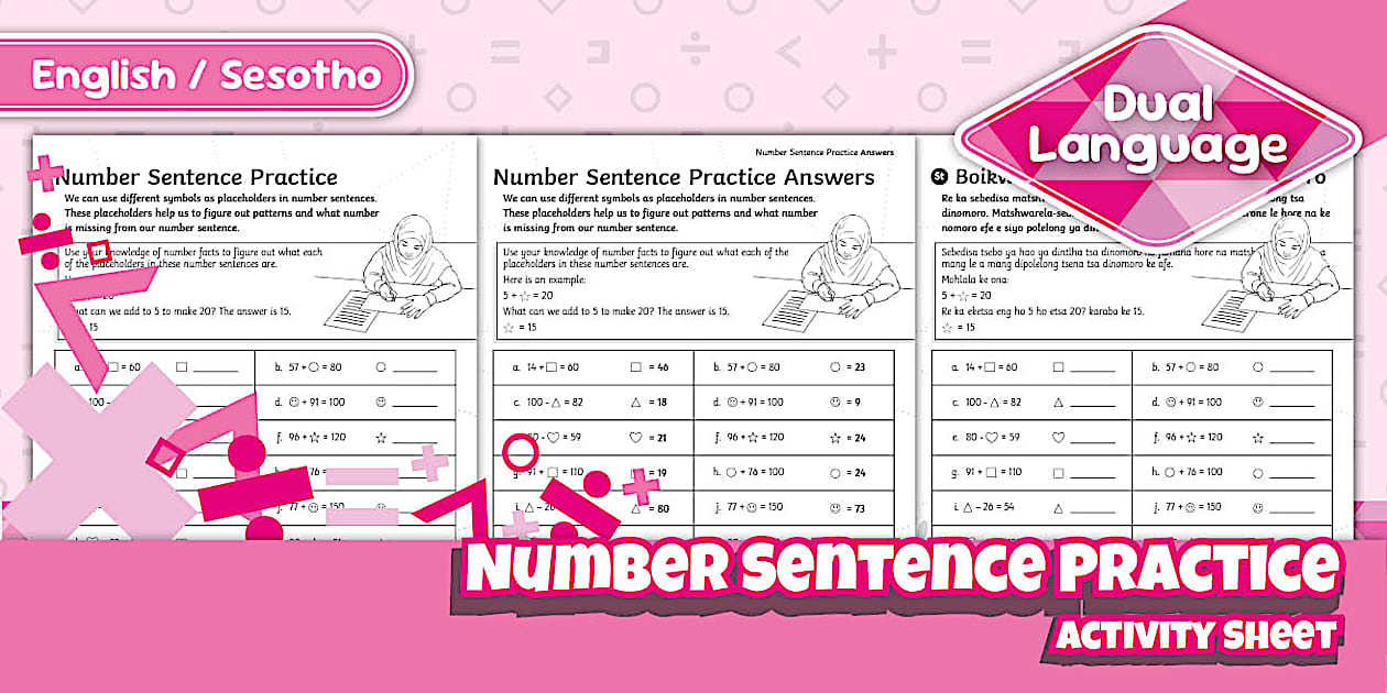 Grade 4 Maths - Term 4 - Number Sentence Practice- Sesotho