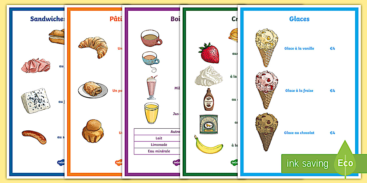French Cafe Signs - Printable Display Posters - Twinkl