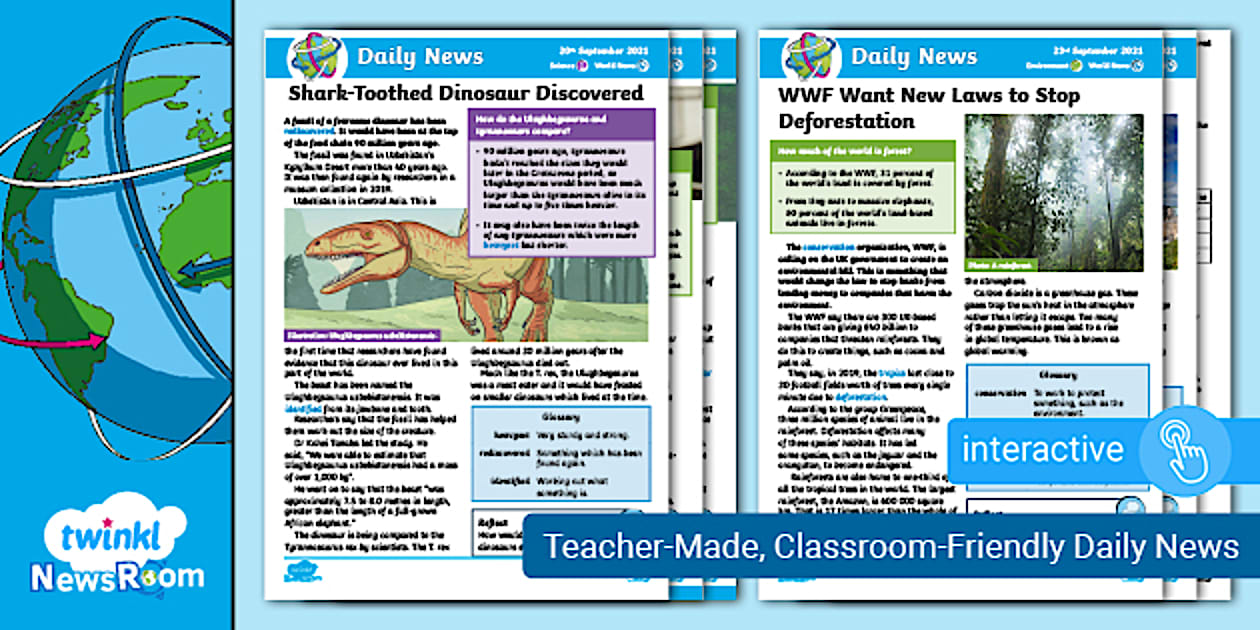 NewsRoom Weekly LKS2 Reading Comprehension Pack - 24th September 2021