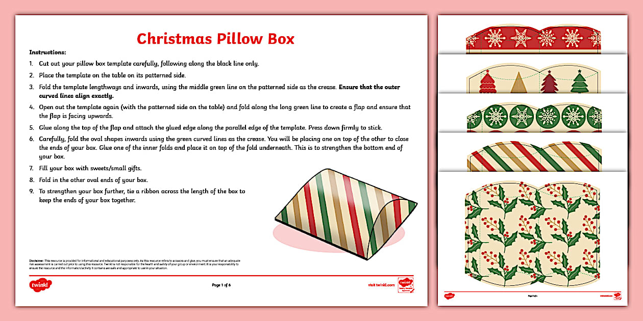 Christmas Pillow Box (Teacher-Made) - Twinkl