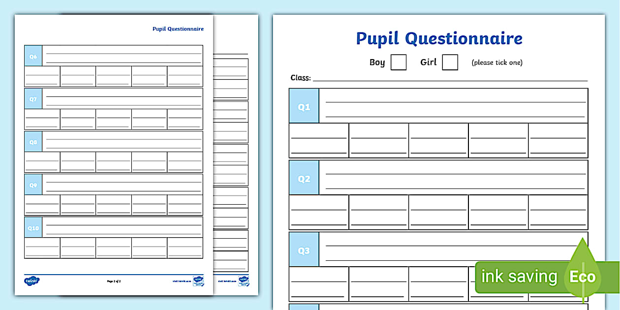 Pupil Questionnaire Template - Twinkl