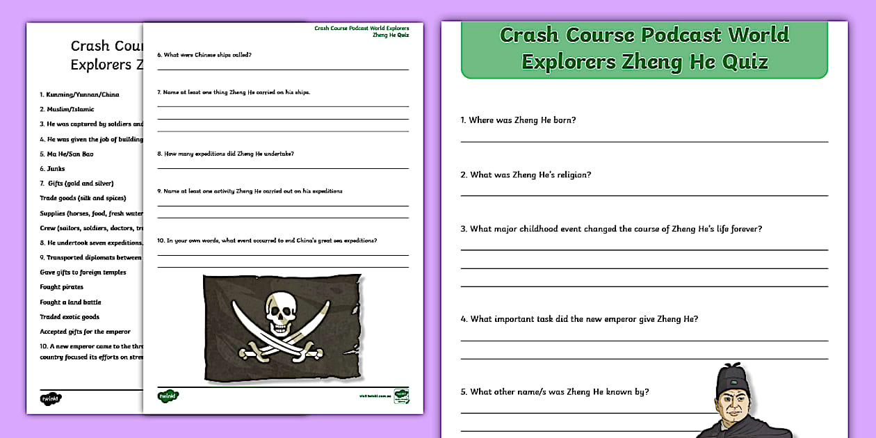 Crash Course Podcast World Explorers Zheng He Quiz - Twinkl