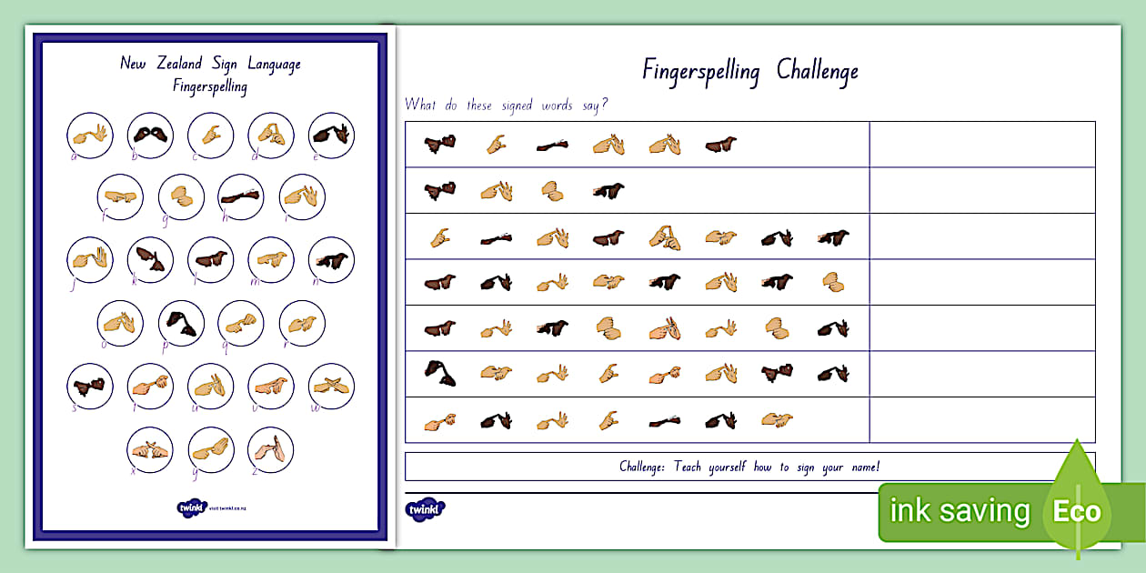 New Zealand Sign Language Fingerspelling Challenge - Twinkl