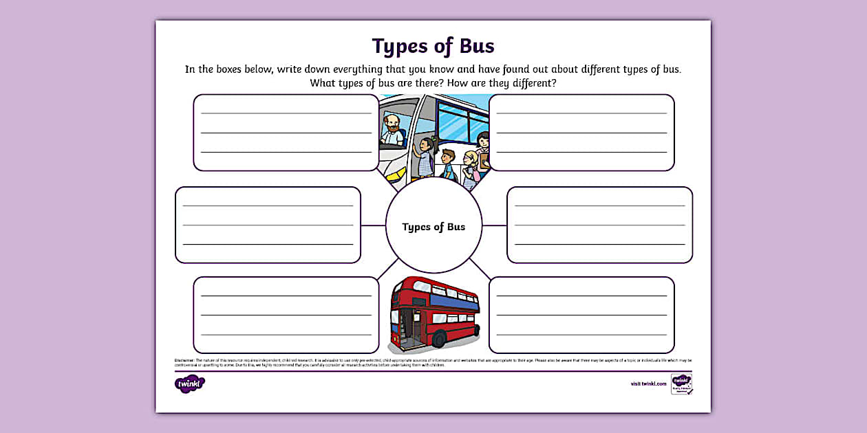Types of Bus Mind Map (teacher made) - Twinkl