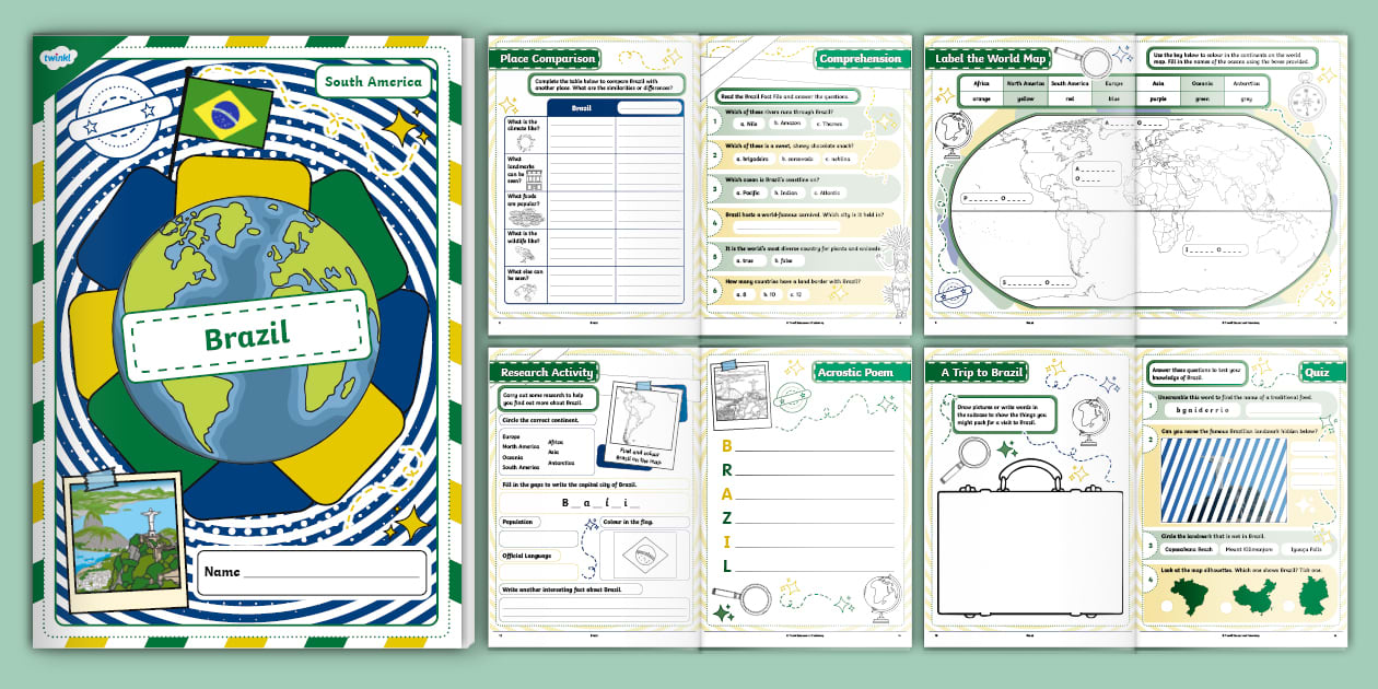 KS1 Brazil Activity Booklet - Geography - Countries - Twinkl