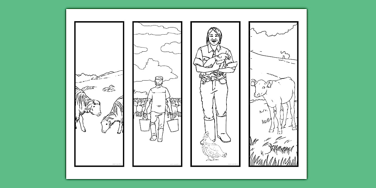 Farm Animals Mindfulness Colouring Bookmarks - Twinkl