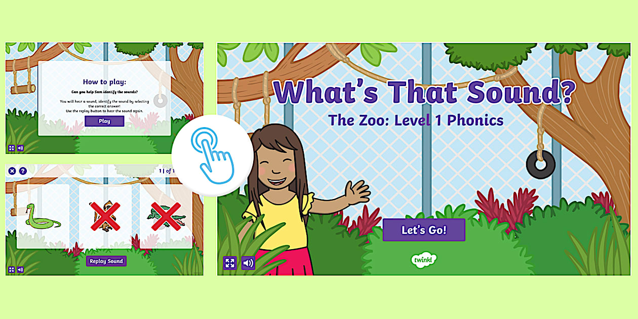 Level 1 Phonics The Zoo Environmental Sounds Game - Twinkl