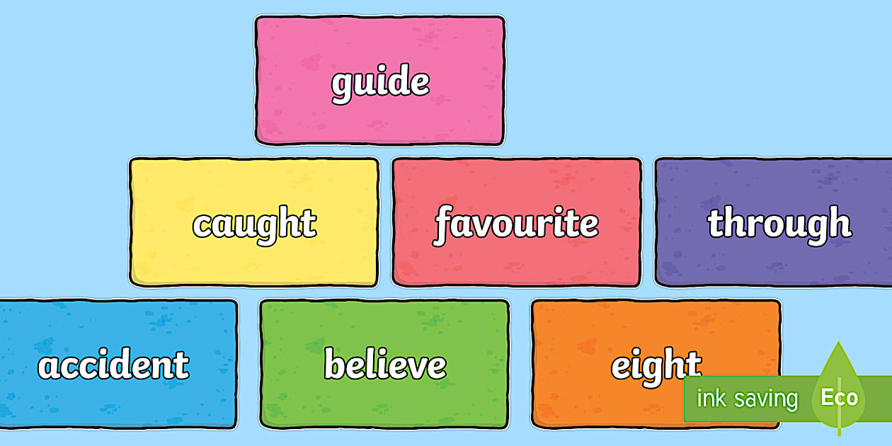 Year 3 and 4 Statutory Spelling Words on Multicolour Bricks