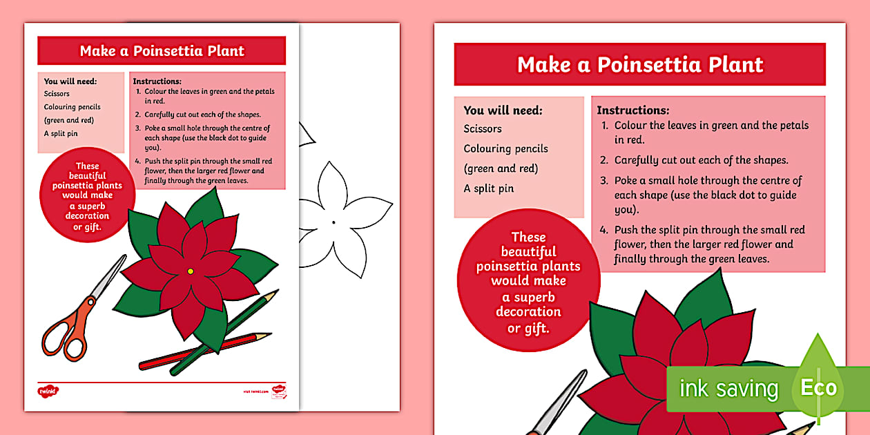 KS1 Poinsettia Worksheet / Worksheet (teacher made) - Twinkl