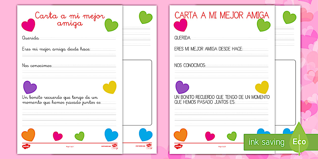 Carta A Mi Mejor Amiga De Una Amiga Teacher Made