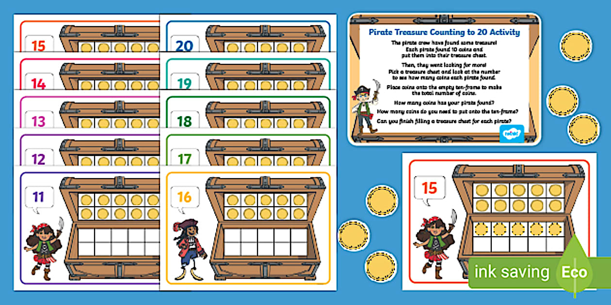 👉 Pirate Treasure Counting to 20 Activity (teacher made)