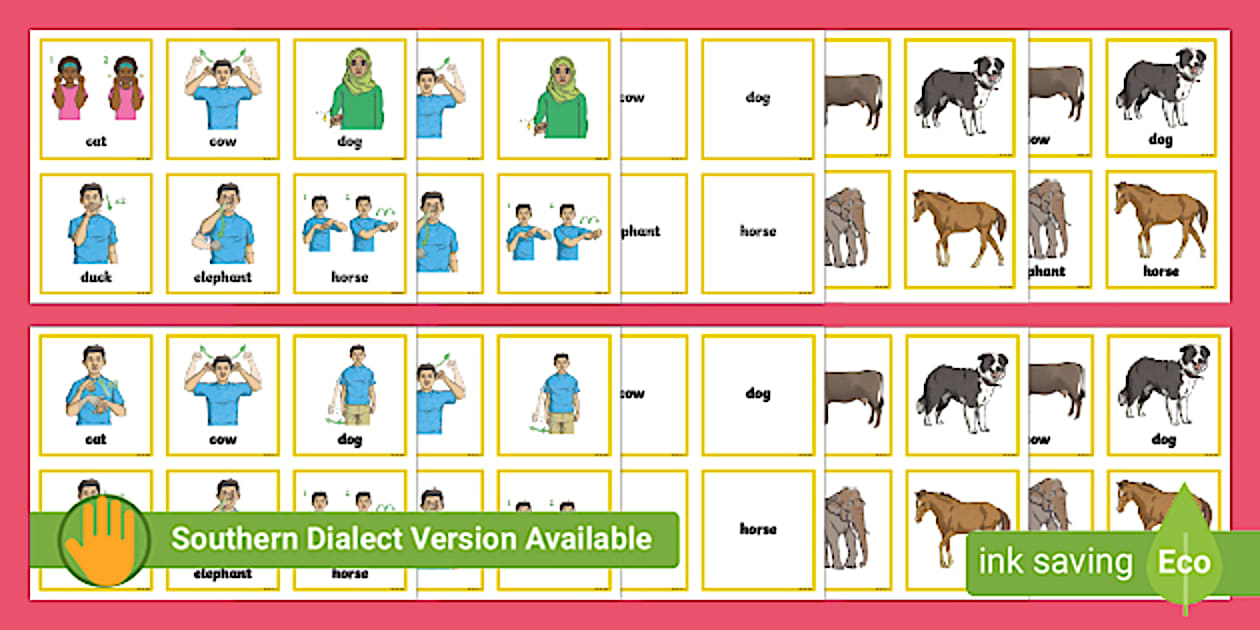 Auslan Animals Matching Cards | Teaching Resources - Twinkl