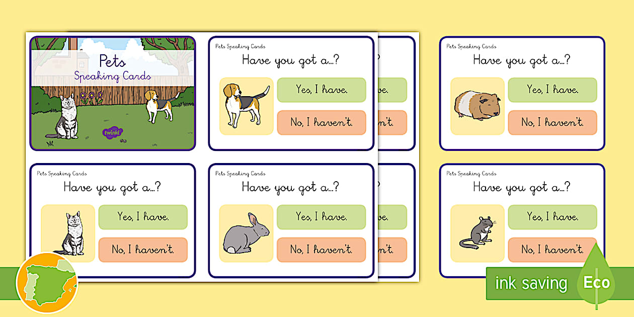 A1 Tarjetas de vocabulario: Hablar de mascotas en inglés