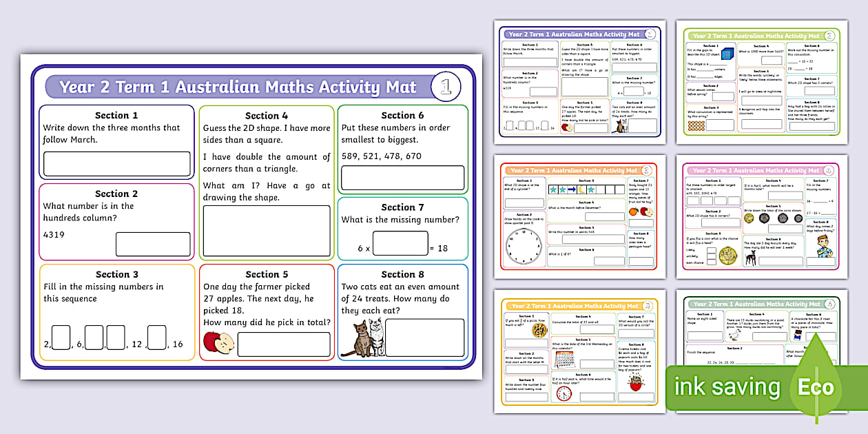 Year 2 Term 1 Australian Maths Activity Mats - Twinkl