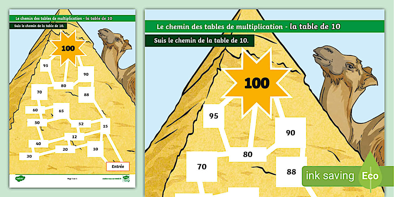 Le chemin des tables de multiplication - la table de 10