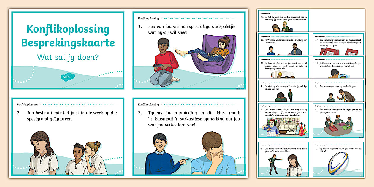 Konflikoplossingskaartjies. Graad 4 tot 6 (teacher made)