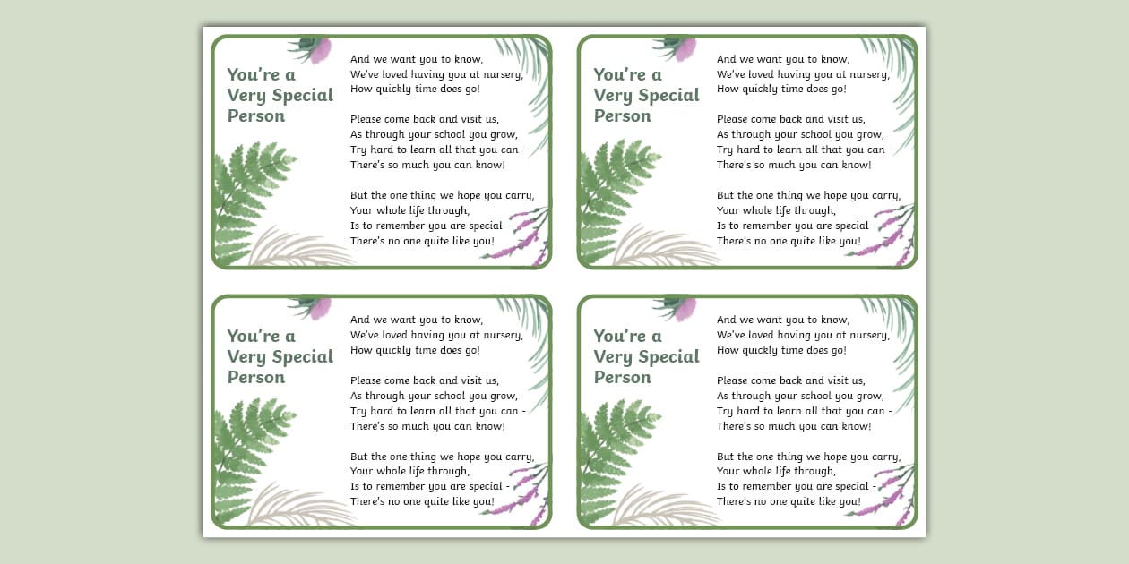 Scottish Botanical-Themed Nursery Leaver Poem Cards - Twinkl
