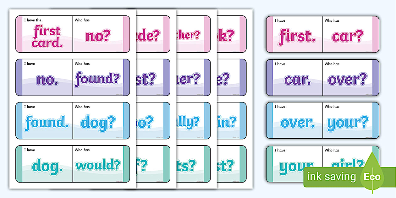 I Have Who Has High-Frequency Words - Set 5 (teacher made)