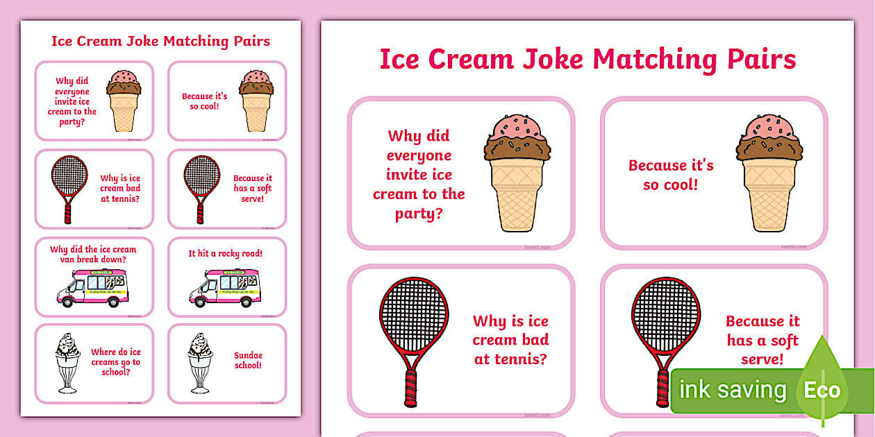 Ice Cream Joke Matching Pairs (Teacher-Made) - Twinkl