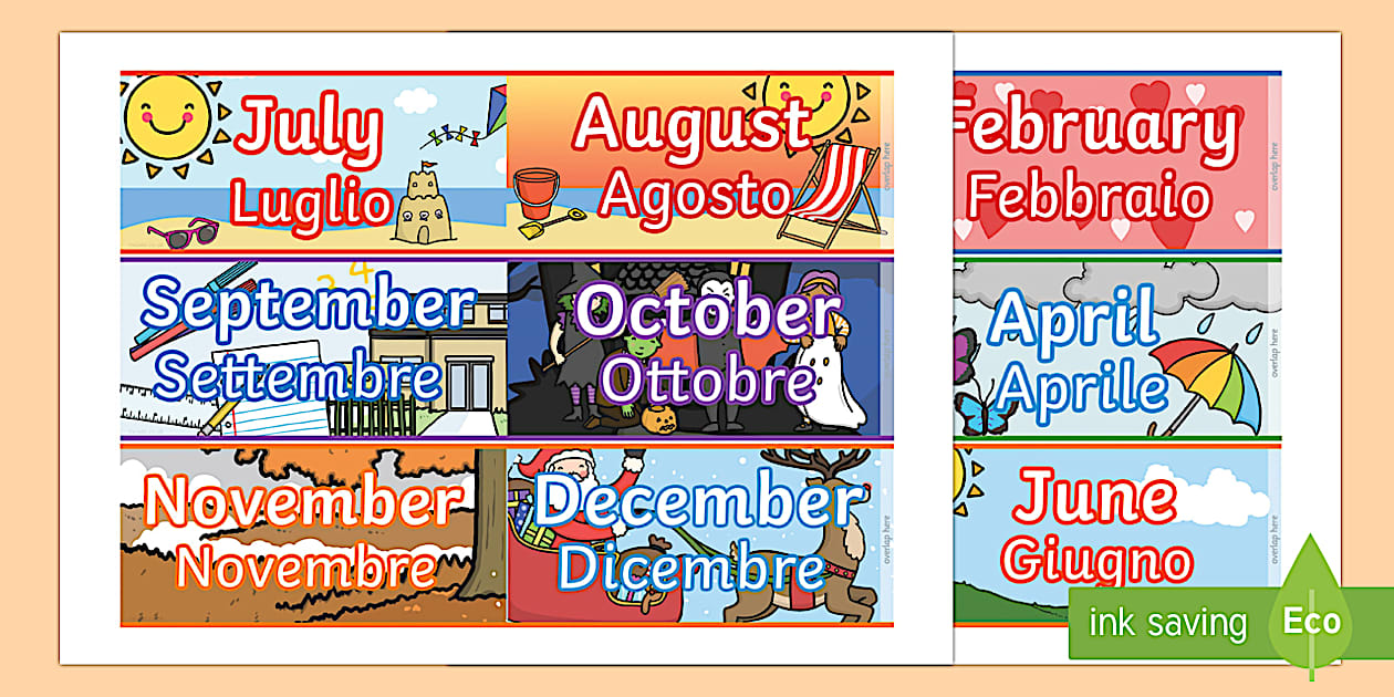 Months of the Year Display Borders English/Italian - Months of the Year