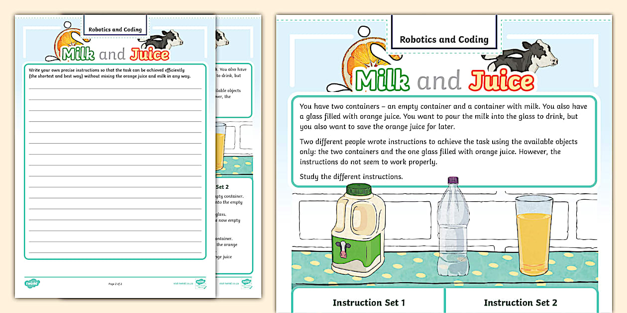 Robotics and Coding – Milk and Orange Juice - Twinkl