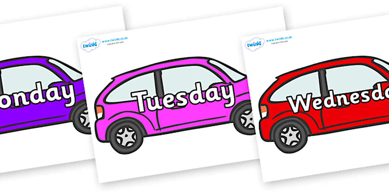 Days of the Week on Cars (teacher made) - Twinkl