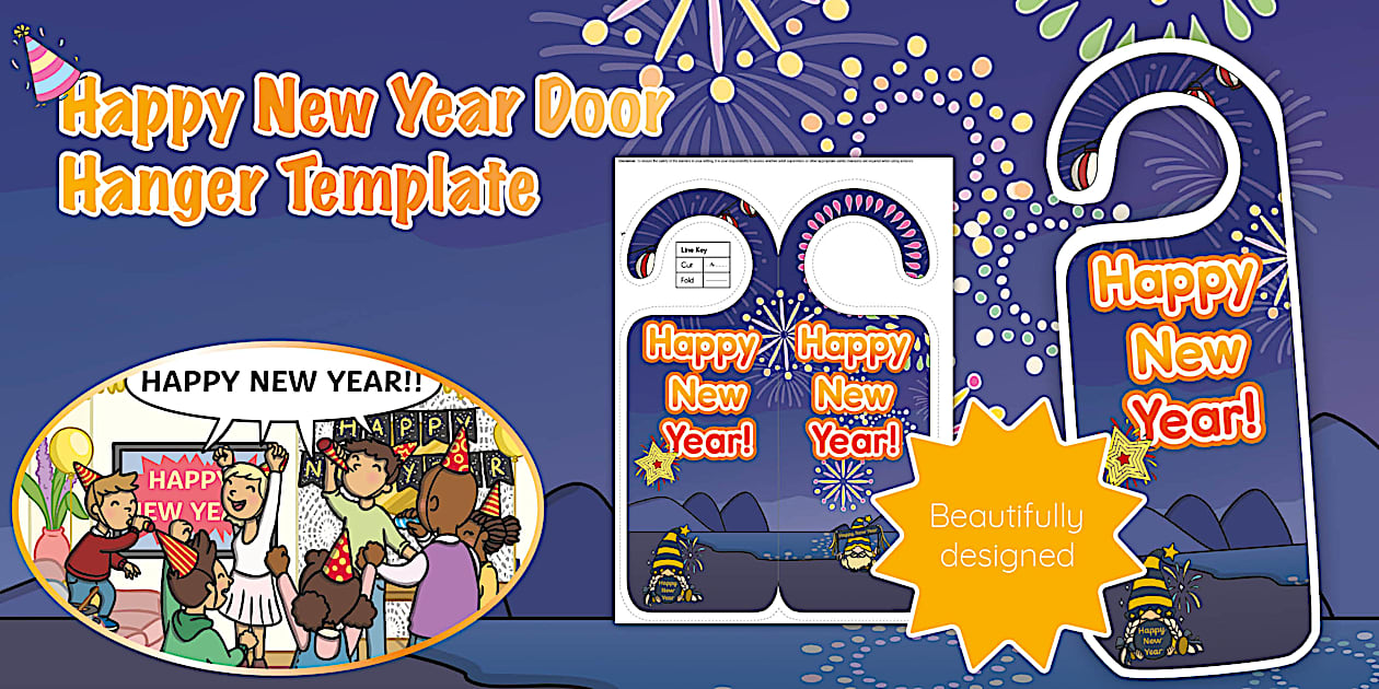 Happy New Year Door Hanger Template