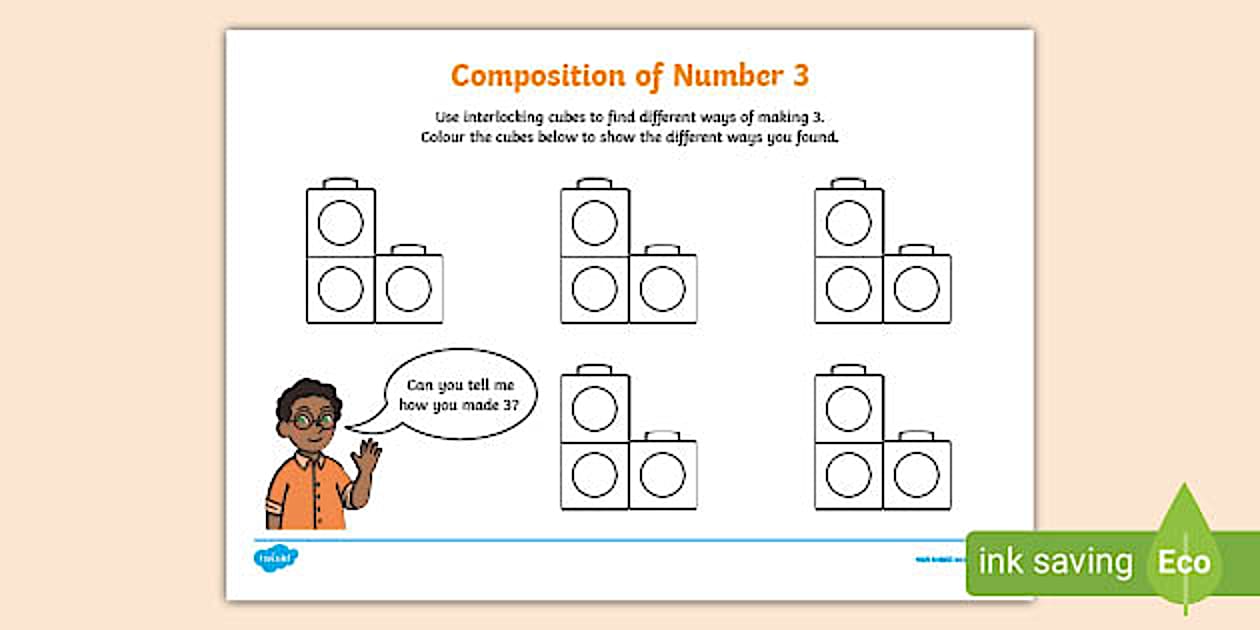 👉 Composition of Number 3 Worksheet (teacher made)