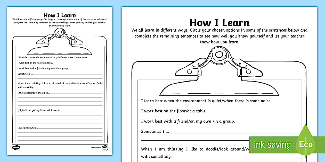 Y4 How I Learn Worksheet / Worksheet (teacher made) - Twinkl