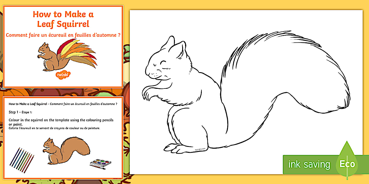 Leaf Squirrel Craft Instructions Fact Cards English/French