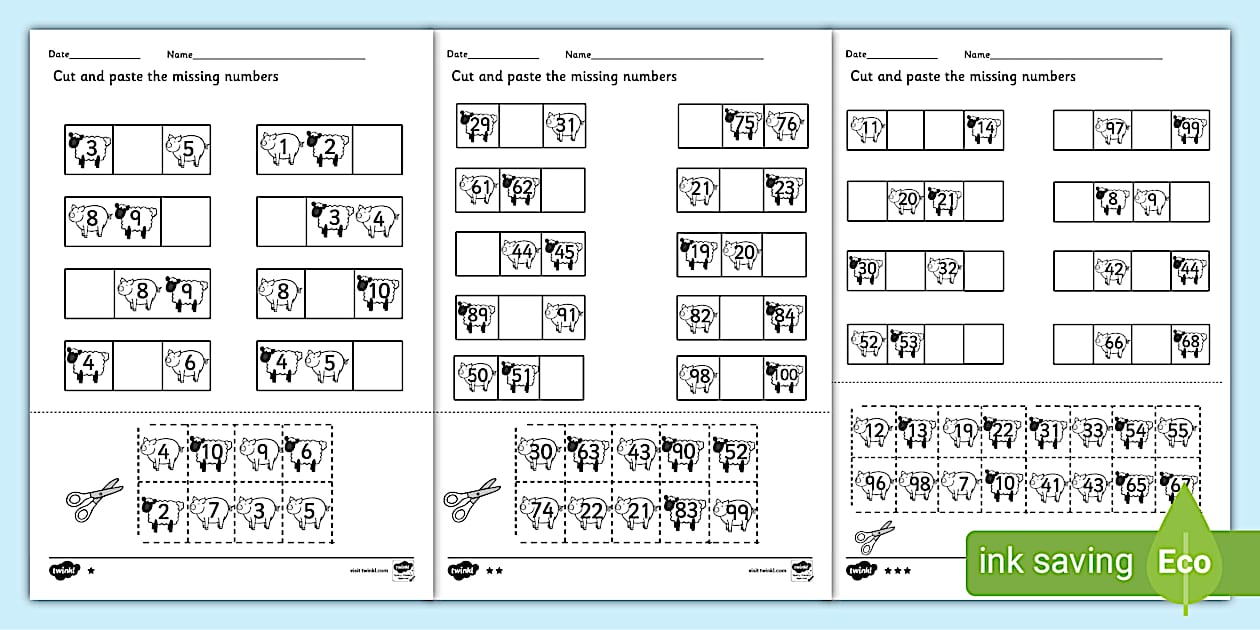 Farm Missing Numbers Worksheet (teacher made) - Twinkl
