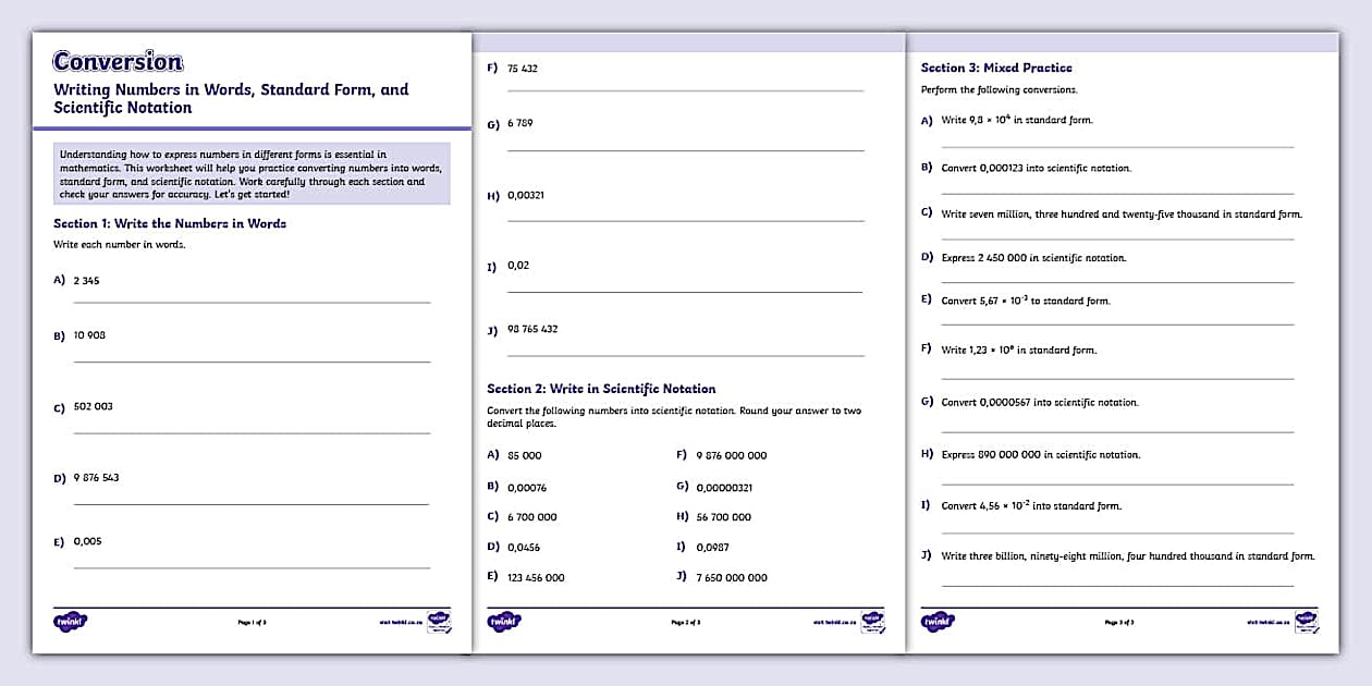 Writing Large & Small Numbers in Different Forms